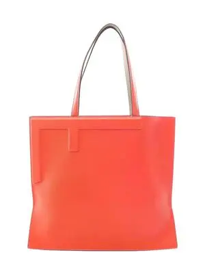 Fendi Red And Beige Debossed Logo Flip Tote Bag - Orange