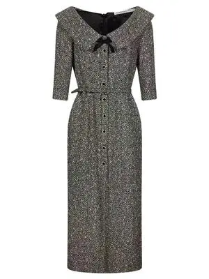 Alessandra Rich Sequin-tweed Midi Dress - Grey