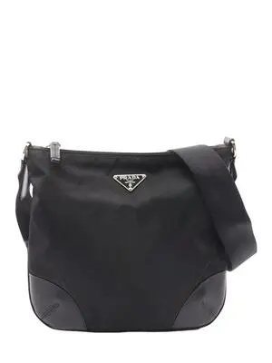 Prada Triangle Logo Shoulder Bag - Black