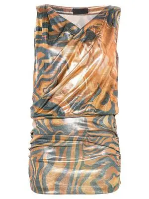 Alberta Ferretti Tiger-print Draped Mini Dress - Orange