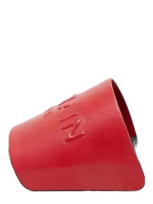 Balmain Monogram Embossed Leather Slides - Red