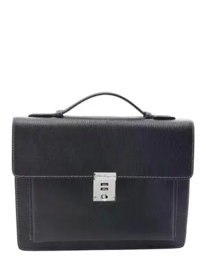 FERRAGAMO 2010s Textured Leather Tote Bag - Black