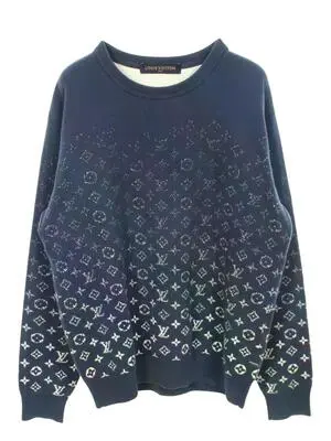 LOUIS VUITTON Monogram Gradient Effect Crew Neck Sweater - Blue