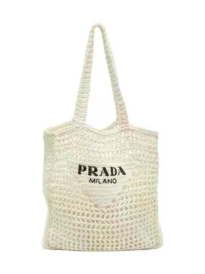 Prada Crochet-construction Tote Bag - Neutrals