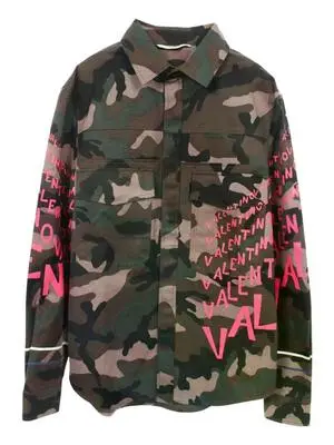 Valentino Garavani 2010s Camouflage Graffiti Shirt Jacket - Green