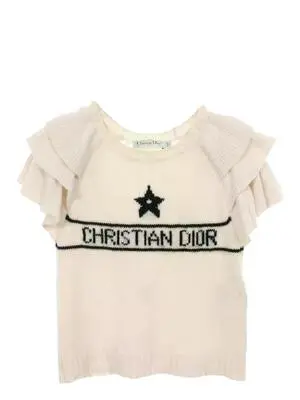 Dior Ruffled T-shirt With Intarsia Logo - White