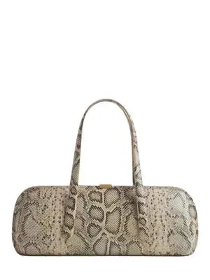 MUGLER Aurora Snakeskin-effect Shoulder Bag - Neutrals