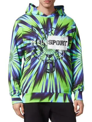 PLEIN SPORT Relaxed Fit Hoodie With All-over Optical Print - Multicolor