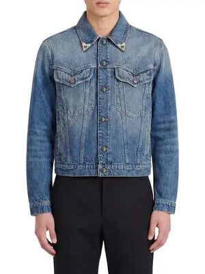 Versace Cotton Denim Shirt Jacket With Patch Pockets - Blue