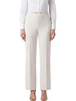 Elisabetta Franchi Slim-fit Cropped Crêpe Trousers - Butter