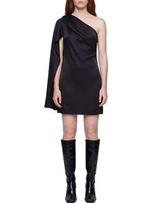 Stella McCartney Asymmetrical One-shoulder Crêpe Mini Dress - Black