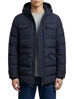 Herno Quilted Hooded Down Jacket With Button Detail - Black