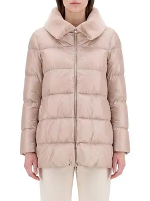 Herno Quilted Down Jacket With Fur Collar - Yellow Cream