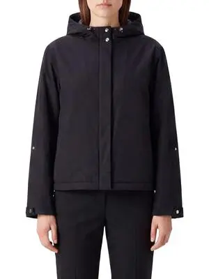 Herno Hooded Technical Fabric Cropped Windbreaker Jacket - Black