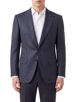 TOM FORD Single-breasted Wool-blend Blazer With Peak Lapels - Black