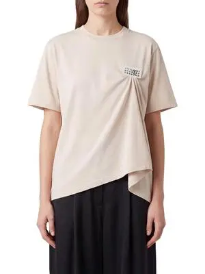 MAISON MARGIELA Draped Cotton T-shirt With Asymmetrical Hem - White