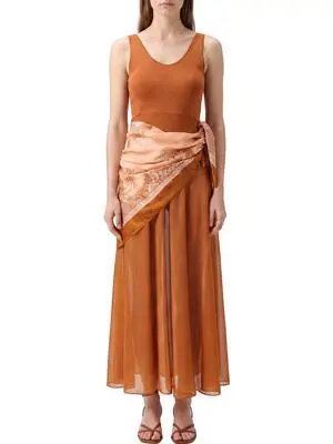 Zimmermann Aster Paisley Print Midi Dress With Waist Tie And Off-shoulder Design - Brown