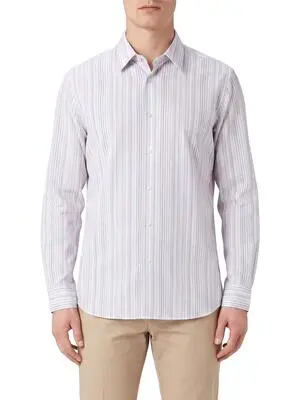 Paul Smith Striped Slim Fit Cotton Shirt With French Collar And Long Sleeves - White