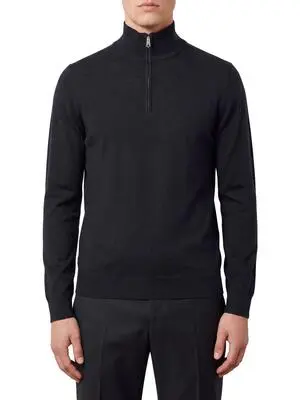 Paul Smith Paul Smith Pure Merino Wool Half-Zip Turtleneck Sweater Black