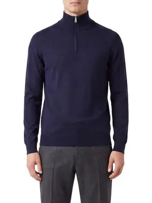 Paul Smith Paul Smith Pure Merino Wool Half-Zip Turtleneck Sweater Blue 2