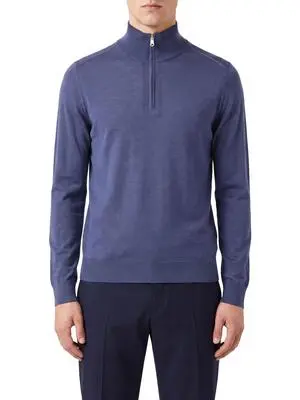 Paul Smith Zip Neck Jumper - Blue