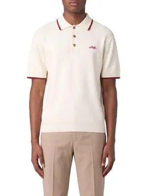 Drole De Monsieur Short-sleeved Wool Knit Polo With Contrast Tipping White