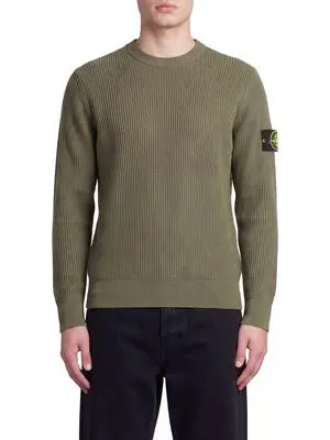 Stone Island Ribbed Knit Jumper - Military