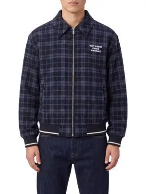 Drole De Monsieur Tartan Pattern Wool-blend Shirt Jacket - Blue
