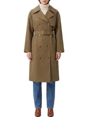 Michael Kors Relaxed Fit Double-breasted Cotton-blend Trench Coat With Belt - Brown