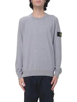 Stone Island Stone Island 100% Virgin Wool Crew Neck Sweater With Compass Logo Mouse Grey