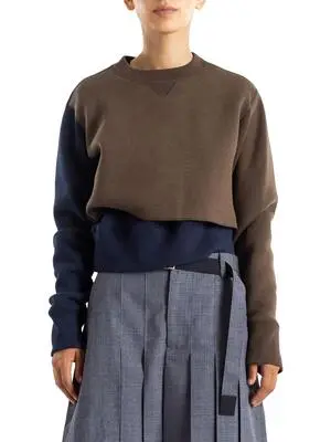 Sacai Colour Block Jumper - Brown