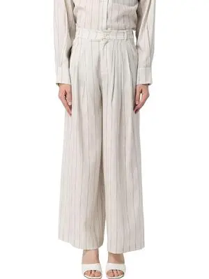ELEH High-waisted Striped Linen-blend Palazzo Pants - Ecru