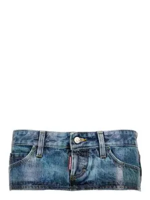 Dsquared2 Iced Wash Denim Mini Skirt - Blue