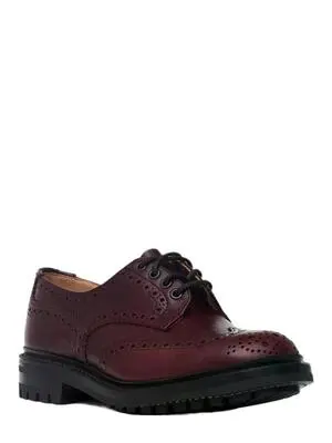 TRICKER'S Bourton Wingtip Brogues In Burgundy Leather - Red