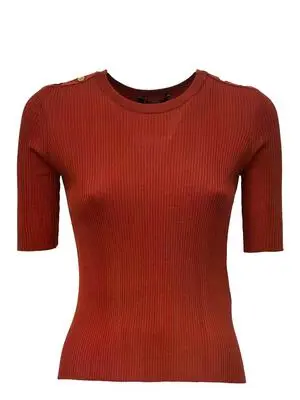 Max Mara Riviera Button-detail Ribbed Knit Sweater - Orange