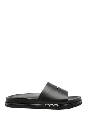 JW Anderson Leather Slip-on Slides With Open Toe - Black