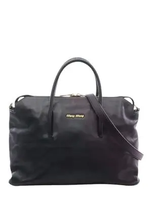 Miu Miu 2010s Leather Tote Bag - Black