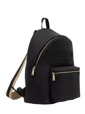 Moschino Logo-embossed Front-zip Backpack - Black