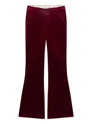 Zadig&Voltaire Prevy Low-rise Flared-leg Velvet Trousers - Cherry