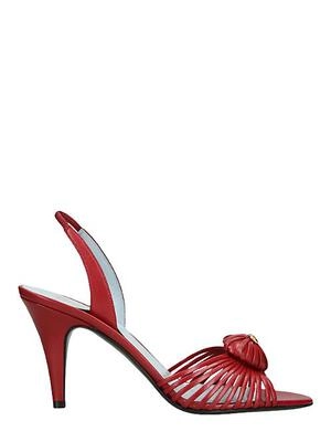 Valentino Garavani Royal Slingback 85 Leather Heeled Sandals - Wine