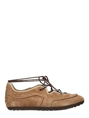UGG Suede Ballet Trainers With Decorative Lace - Tan