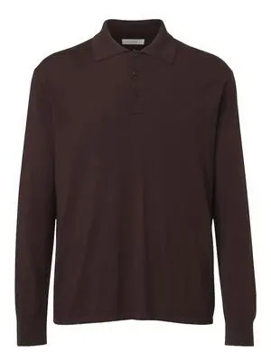 THE ROW Menville Wool Polo Sweater - Brown