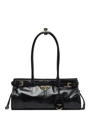 Prada Bonnie Medium Leather Shoulder Bag - Black