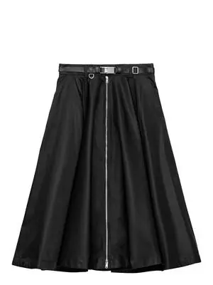 Prada Re-nylon Belted Zip-front Midi Skirt - Black