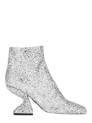 FERRAGAMO Glitter-effect Sculpted-heel Ankle Boots - Silver