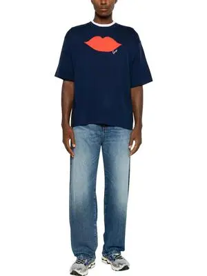 Kenzo Lips Intarsia Short-sleeve Sweater - Blue