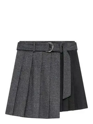 MSGM Belted Pleated Mini Skirt - Grey