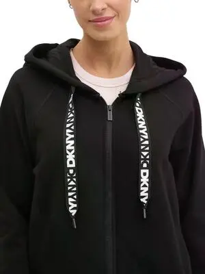 Dkny Zip-up Hoodie With Drawstring Detail - Black