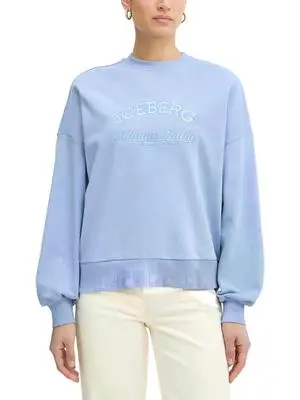 Iceberg Logo-embroidered Dropped-shoulder Sweatshirt - Blue