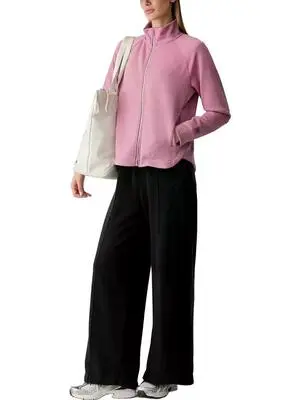 Dkny Ribbed-knit Zip-up Sweatshirt - Pink